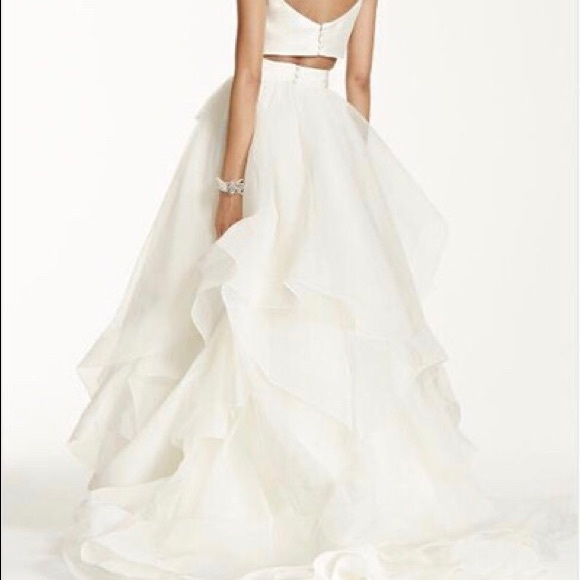 David's Bridal | Dresses | Twopiece Mikado Crop Top Ivory Ball Gown ...